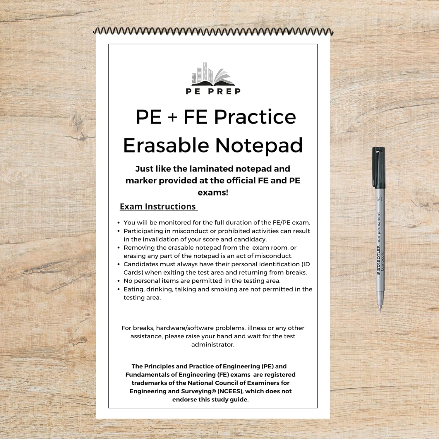 PE + FE Practice Erasable Notepad With Correct Pen: Podget Ventures LLC ...