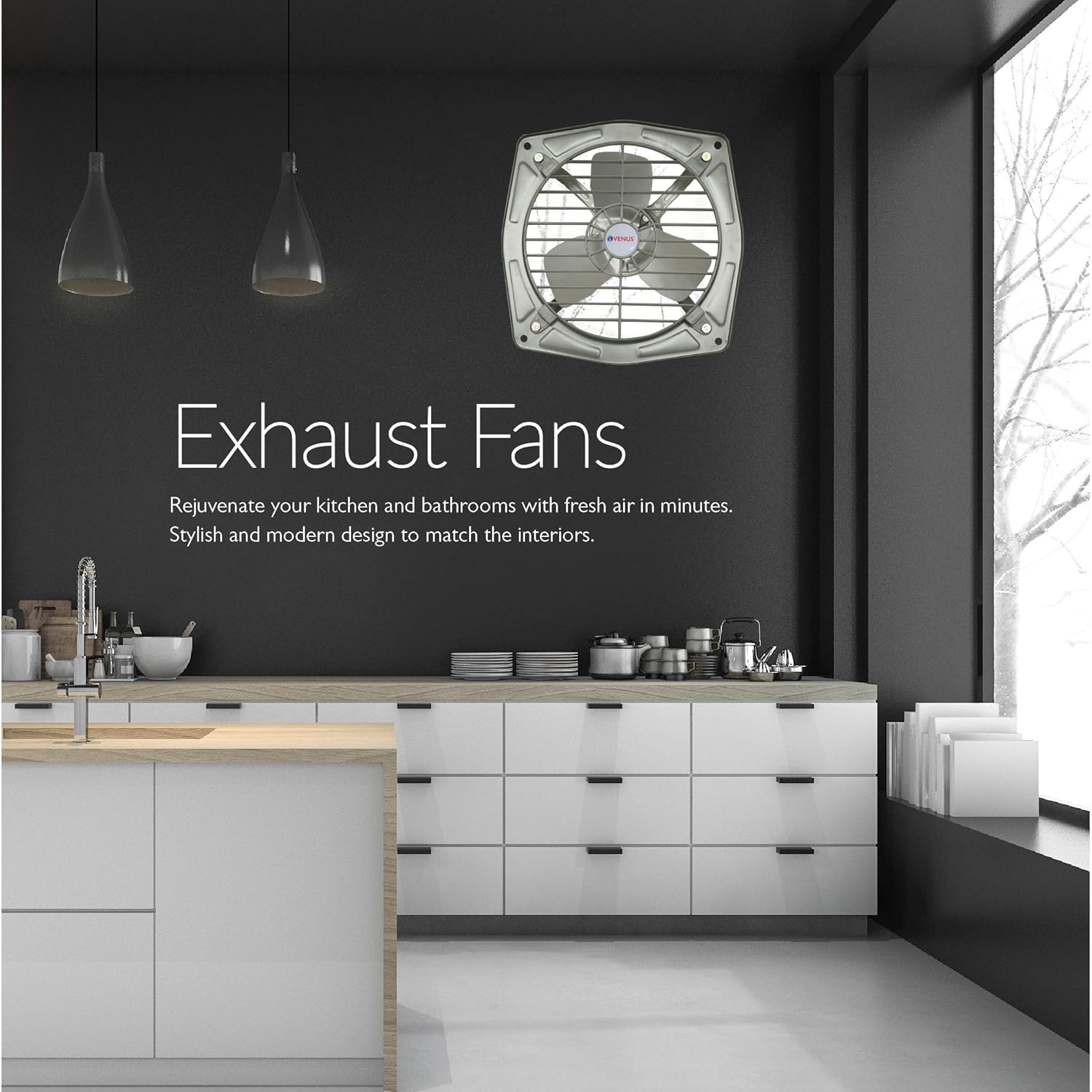 Buy Venus Exair Exhaust Fan, 225-MM Sweep Size, Grey Color ...
