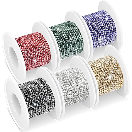 Amazon.com: Towenm 1 Roll 10 Yards 4MM Rhinestone Chain, Crystal ...