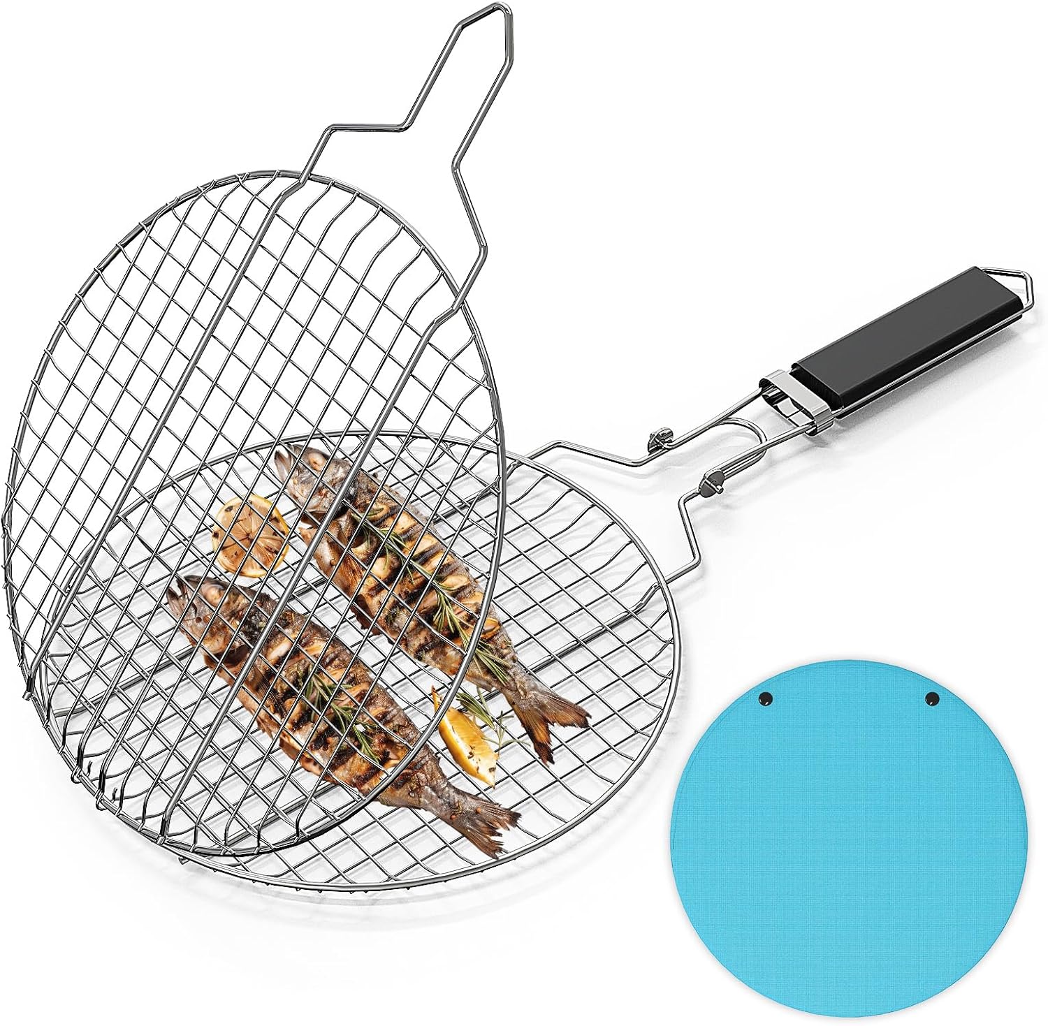Amazon.com: Linkidea Round Portable BBQ Grill Basket, Stainless Steel ...