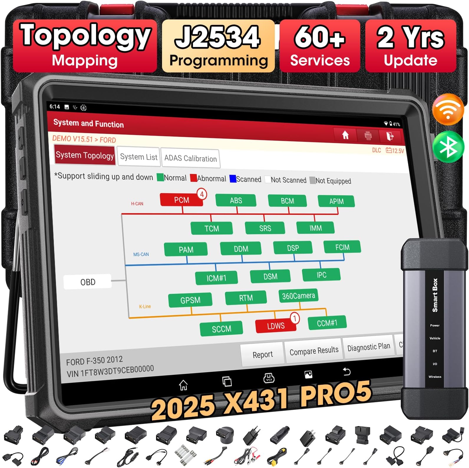 LAUNCH X431 PRO5 Diagnostic Scanner, J2534 Reprogramming Tool with ECU ...