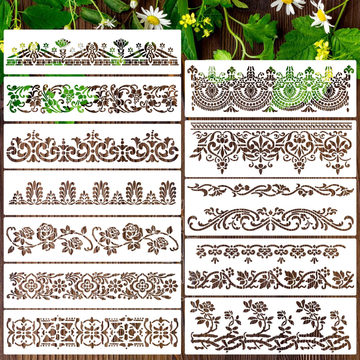 Snapklik.com : Ornate Border Stencils Flower Cake Decorating Stencil ...