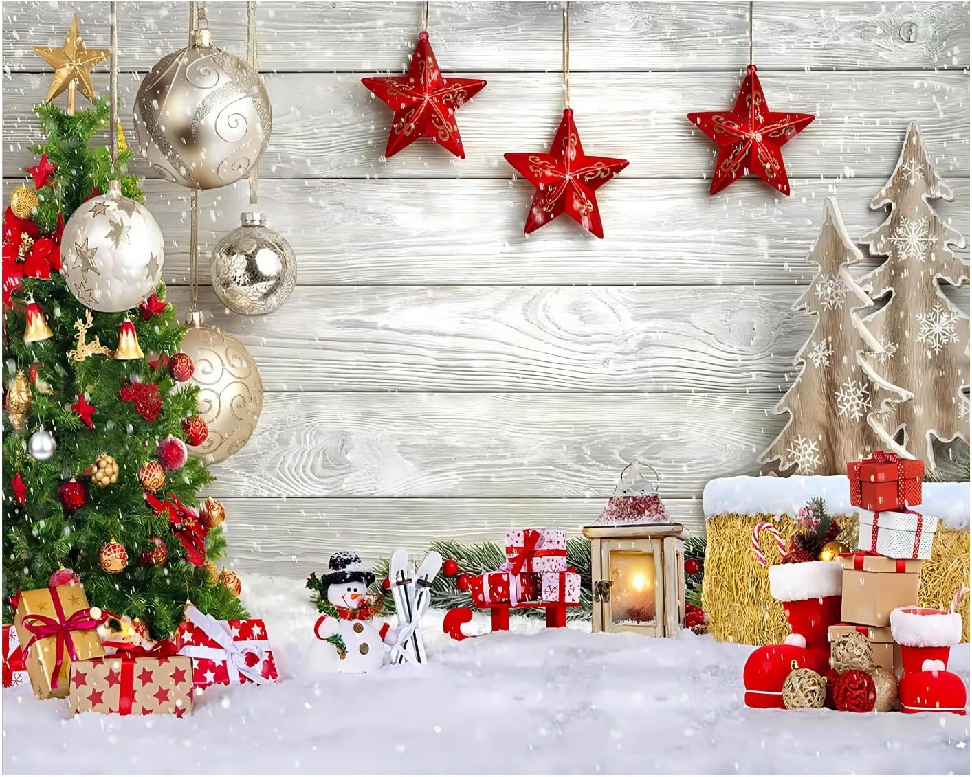 Amazon.com : YYNXSY Christmas Backdrop Christmas Tree Gift Backdrop ...