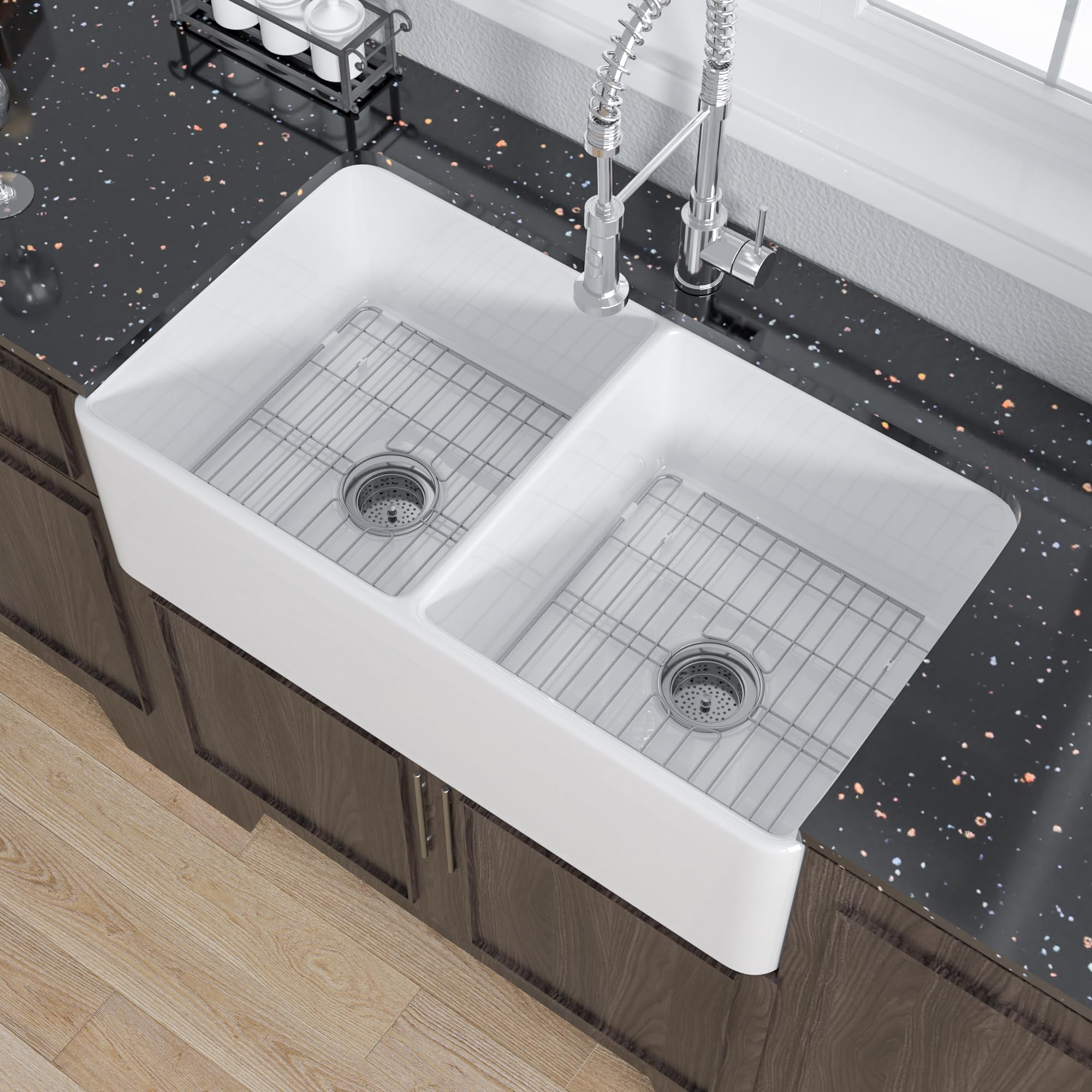 Snapklik.com : Farmhouse Sink 33 Inch X 18 Inch Double Bowl 50/50 Farm ...