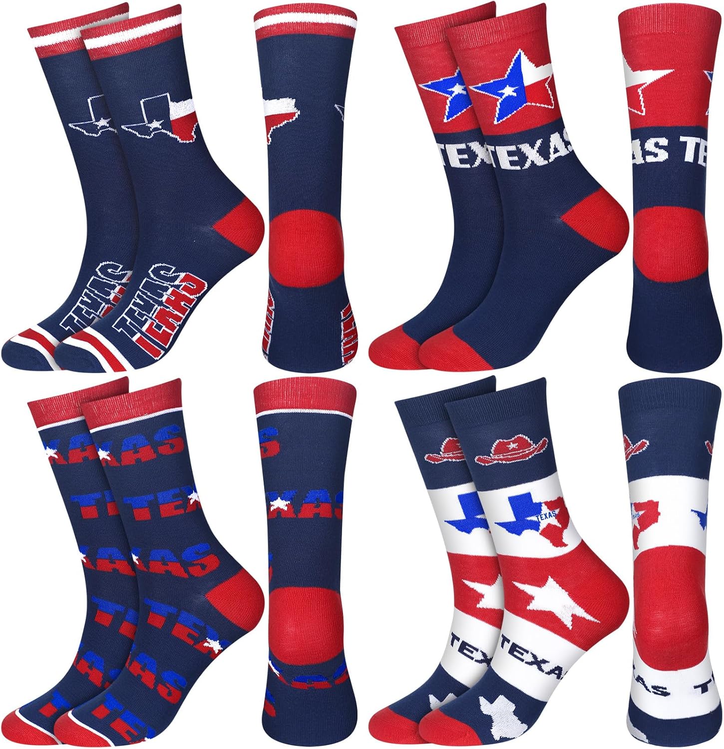 Amazon.com: Skicuff 8 Pairs Texas City Crew Socks Colorful Funny Travel ...