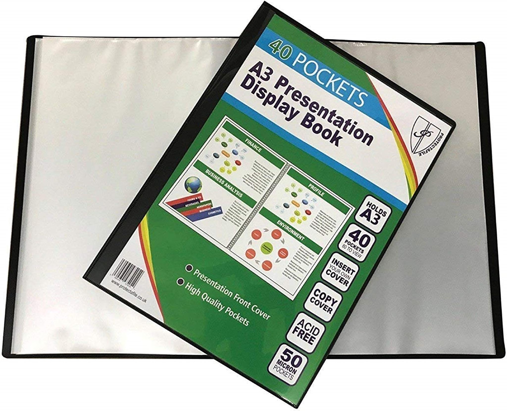 PROTECTAFILE 2 X A3 Black Pocket Presentation Display Book 80 Views(40 ...