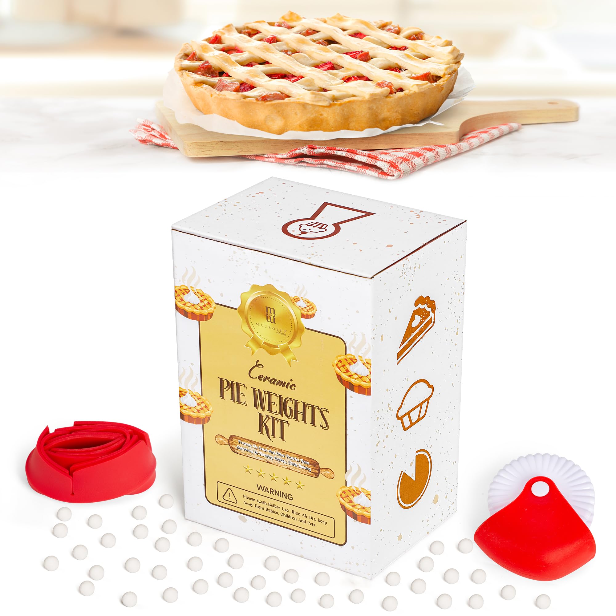 Amazon.com: MAUROLET 2.2 LB Pie Weights with Pie Crust Shield and Pie ...