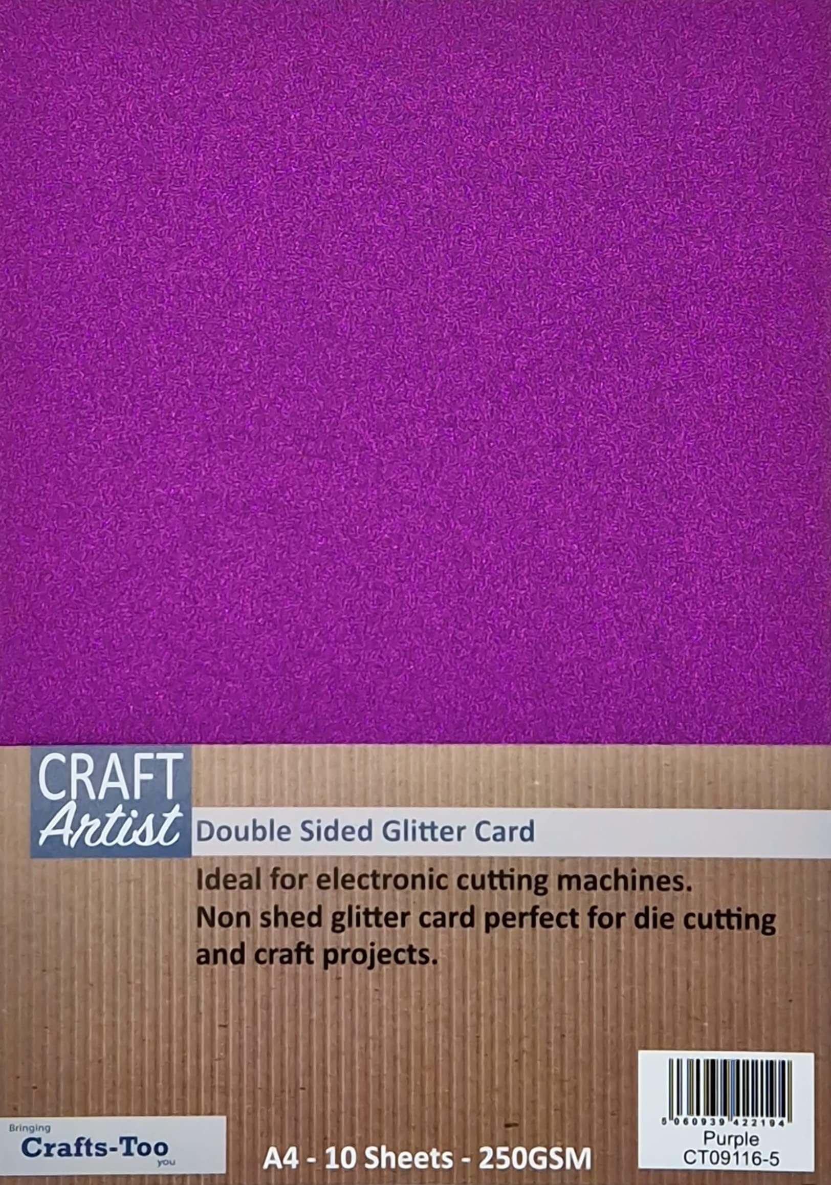 Craft Artist A4 Double - Sided Glitter Card - Purple - 250GSM - Non ...