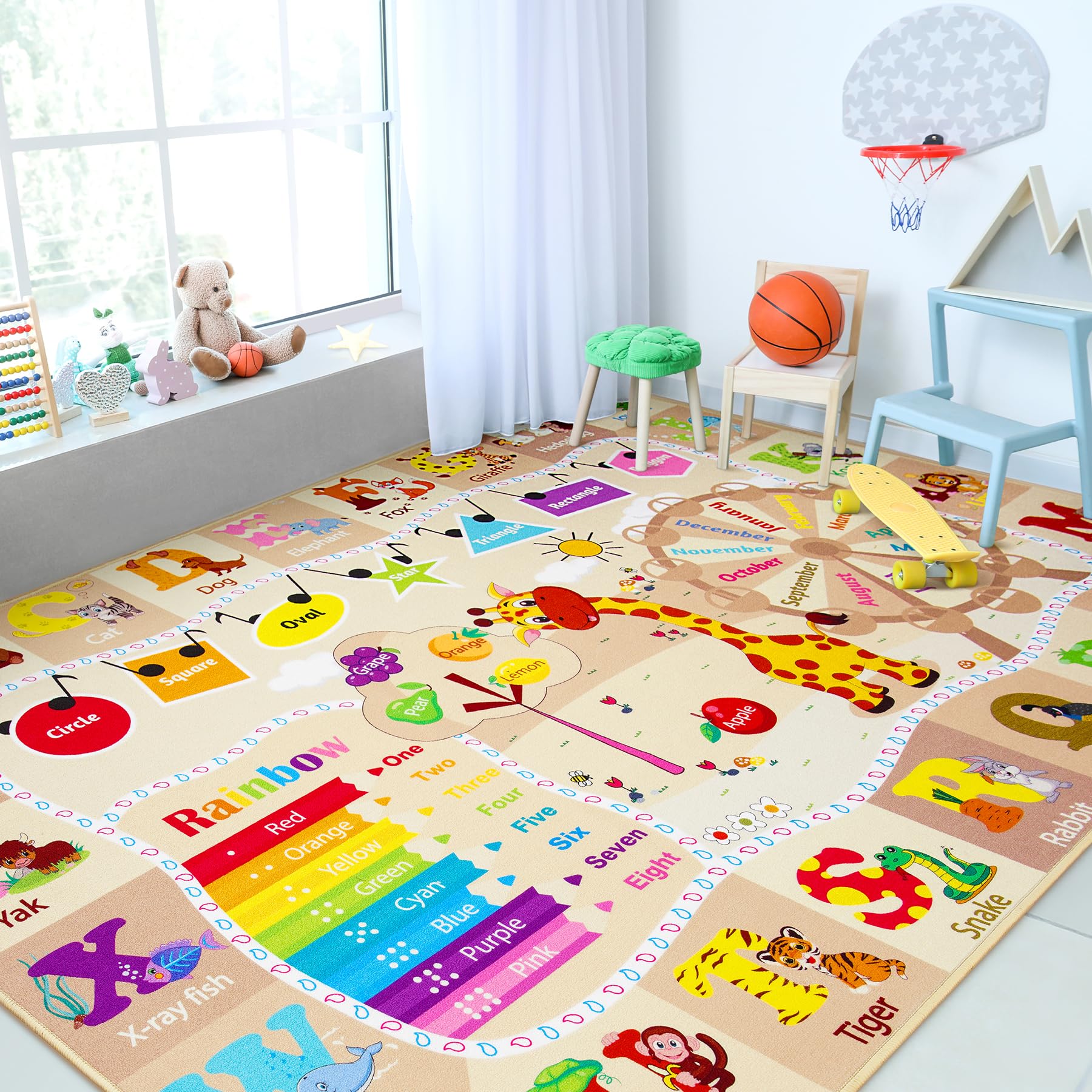 Amazon.com: Chicrug Educational Kid Area Rug for Playroom, 4x6 Feet TPR ...