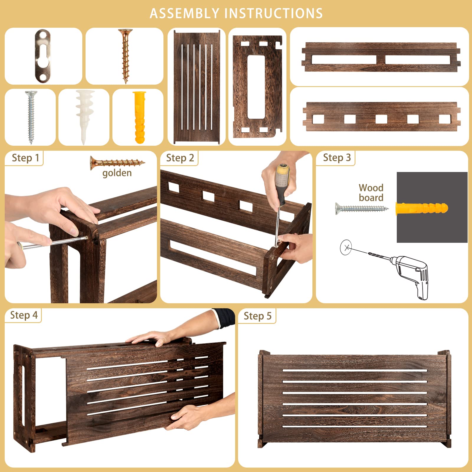 Snapklik.com : BEARUT Wooden Router Shelf Wall Mount WiFi Router ...