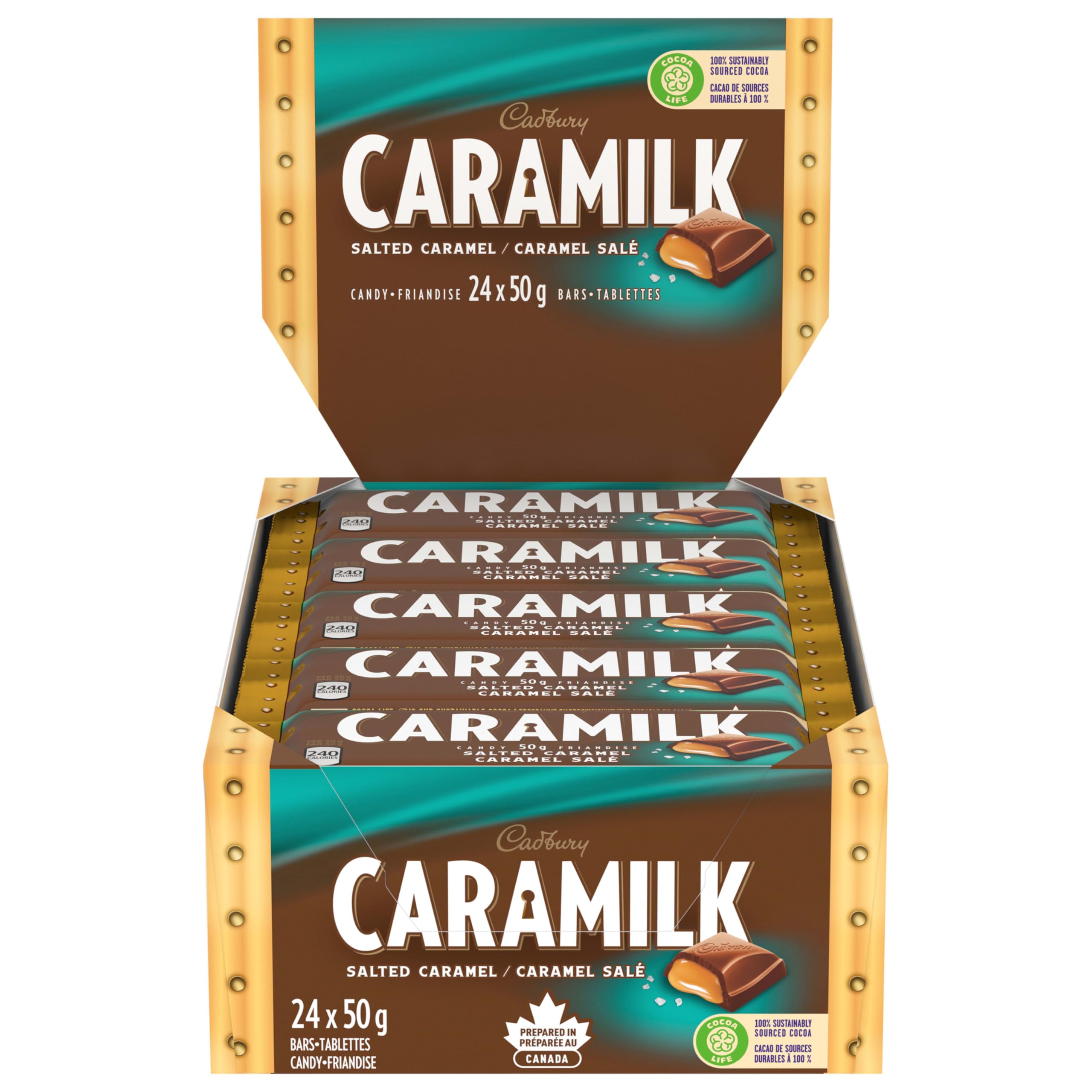 Cadbury, CARAMILK Salted Caramel Chocolate Candy Bar, 50g Each (Pack of ...