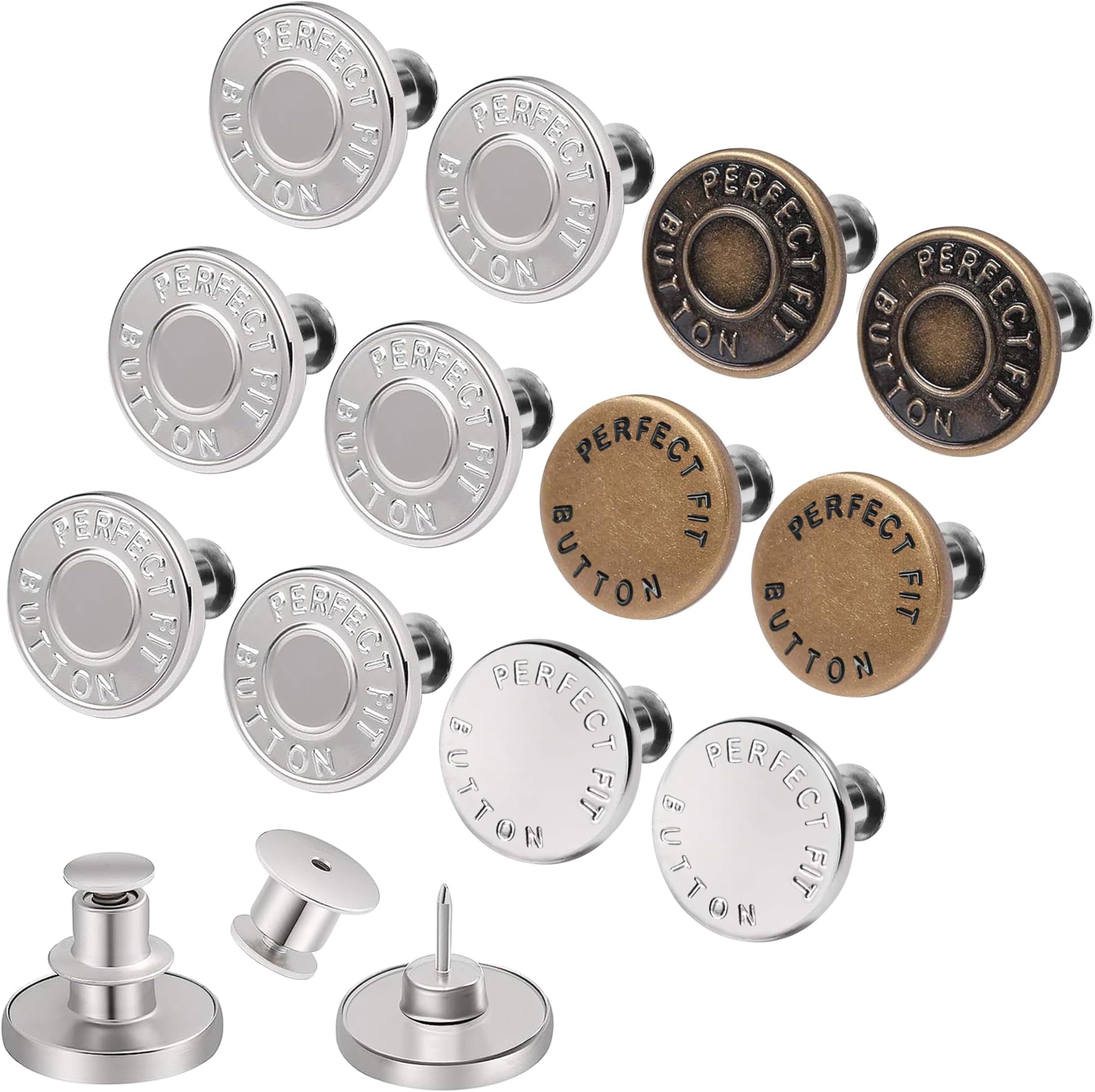 Amazon.com: 12 Sets Jean Buttons Pins , No Sew Loose Pants Button ...