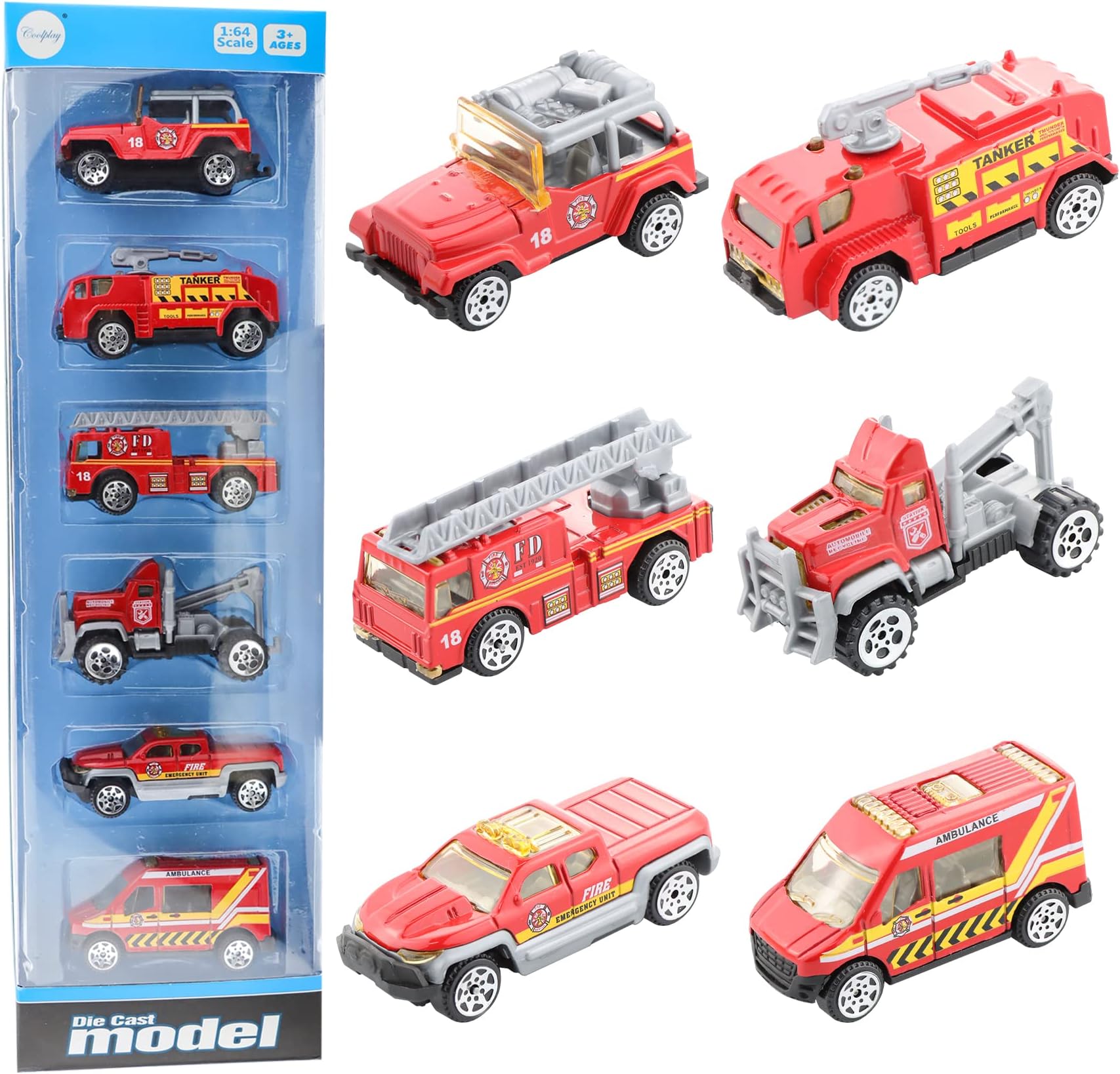 Amazon.com: Fun Express Fire Truck Firetruck Engine Pullbacks Toy - 12 ...