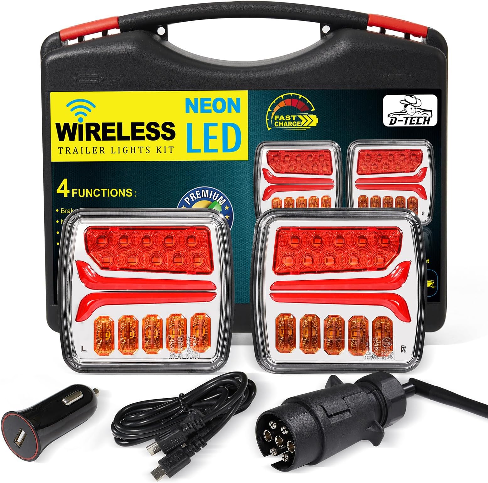 Amazon.fr : D-TECH LED feux remorque sans fil magnétique 12V 24V,feux ...