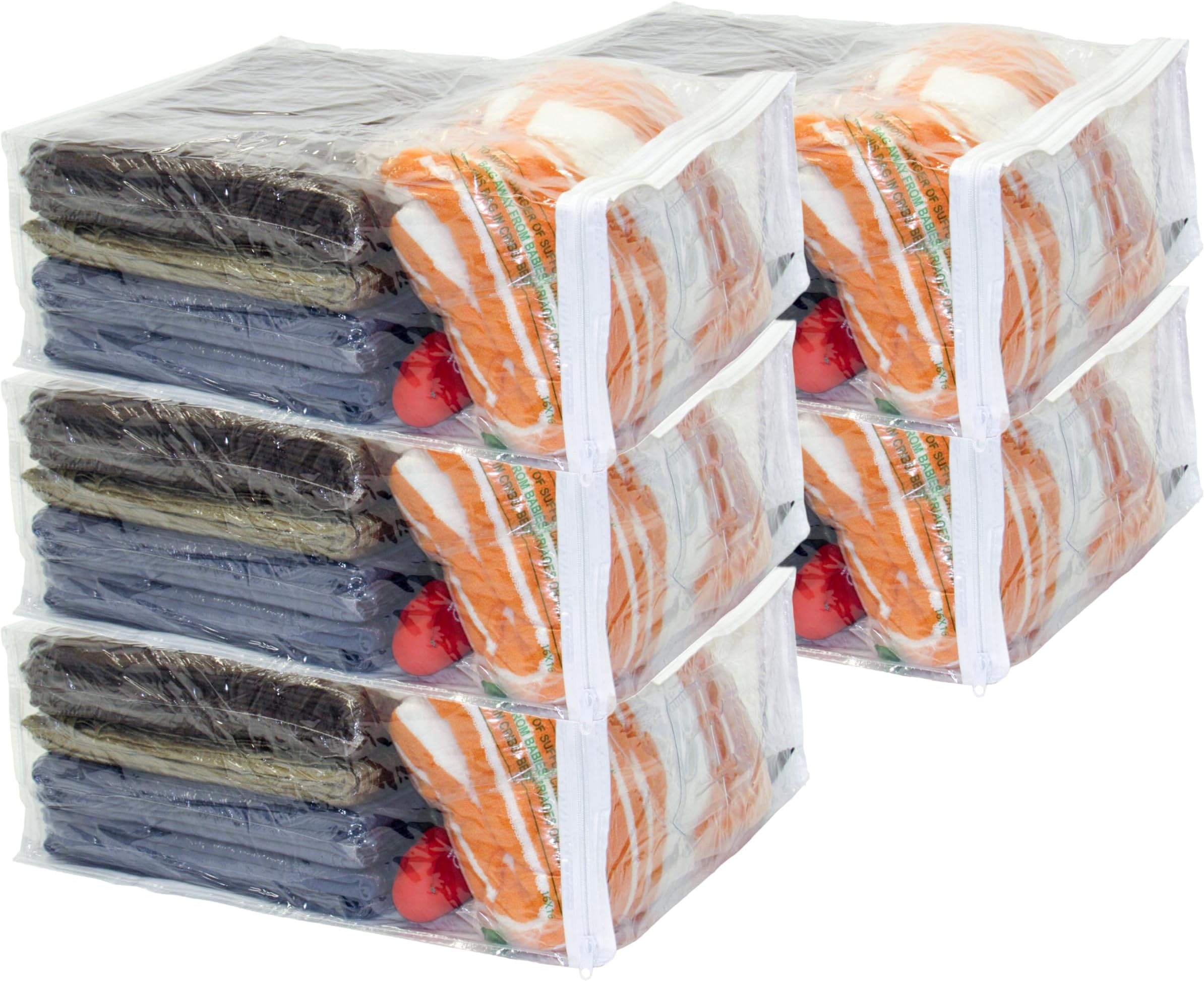 Amazon.com: 5-Pack Clear Vinyl Zippered Storage Bags 15 x 18 x 9 Inch ...