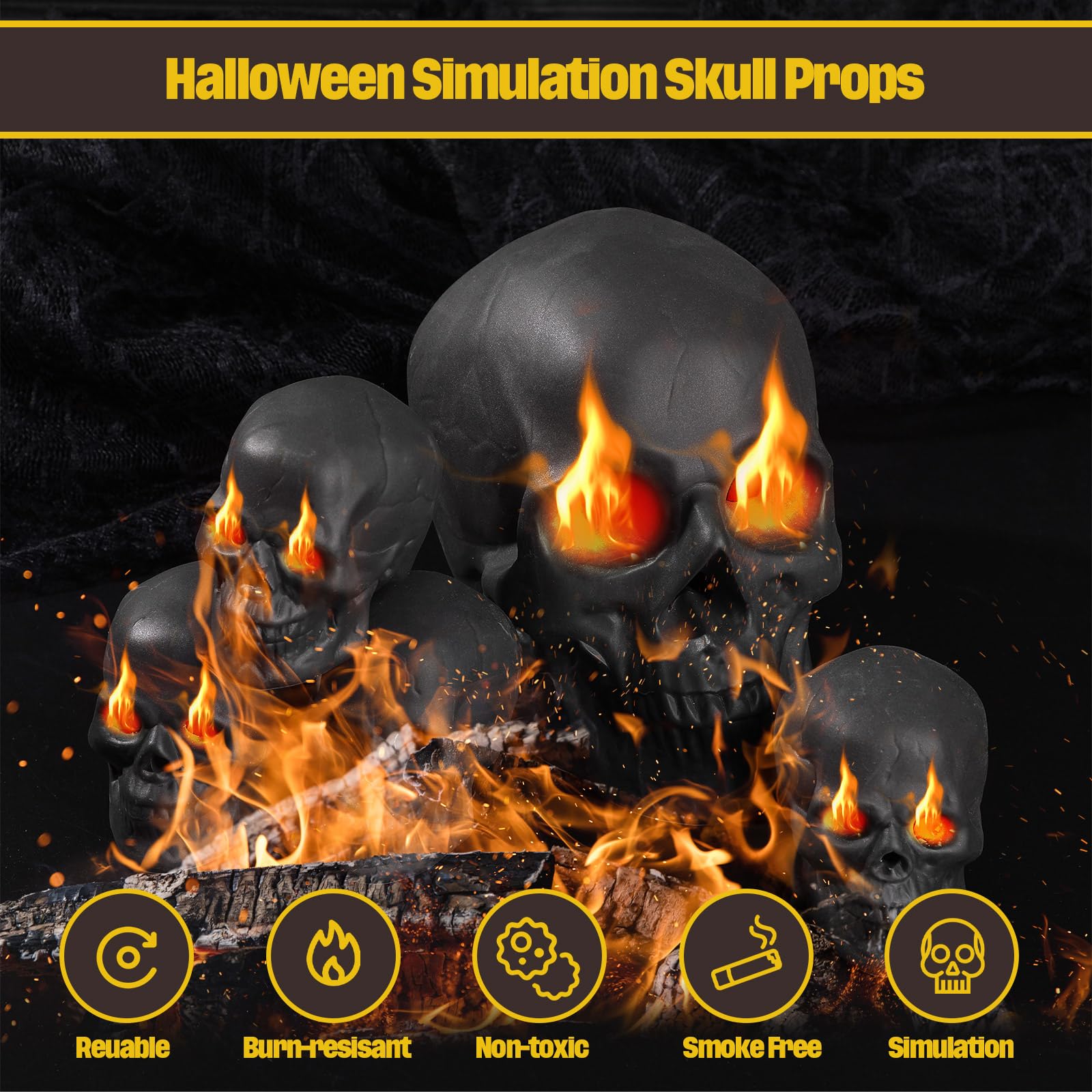 Snapklik.com : Wettarn 5 Pcs Imitated Human Skull Gas Log Shaped Fire ...