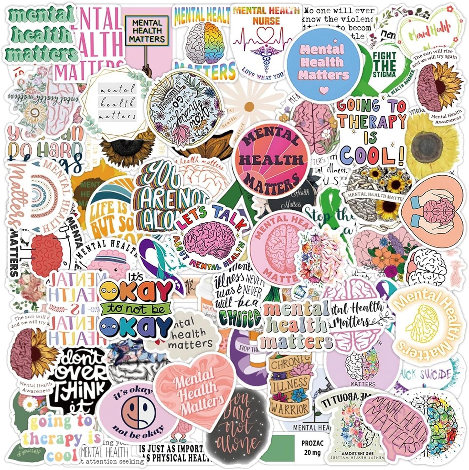 Amazon.com: 100Pcs Mental Health Matters Stickers for Laptop Water ...