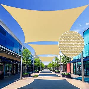 Amazon.com : Cisvio 15'X28 Beige Shade Sail Rectangle Curved Sun Shade ...