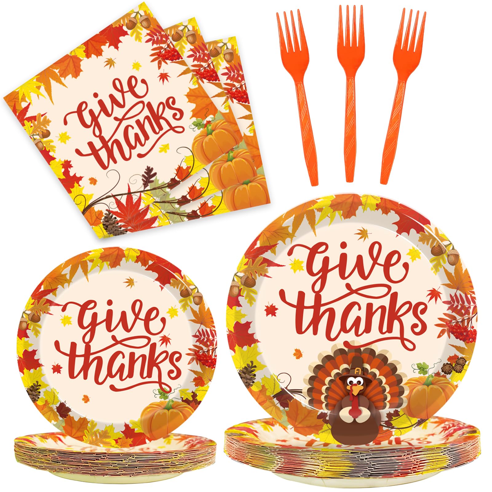 Amazon.com: Kepeel 96 Pcs Fall Thanksgiving Party Supplies Give Thanks ...