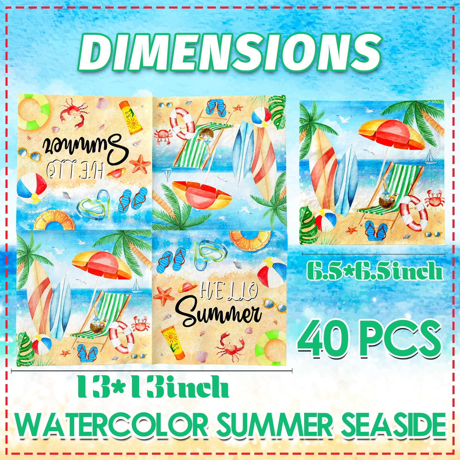 Snapklik.com : 40PCS Hello Summer Party Decorations Summer Napkins ...
