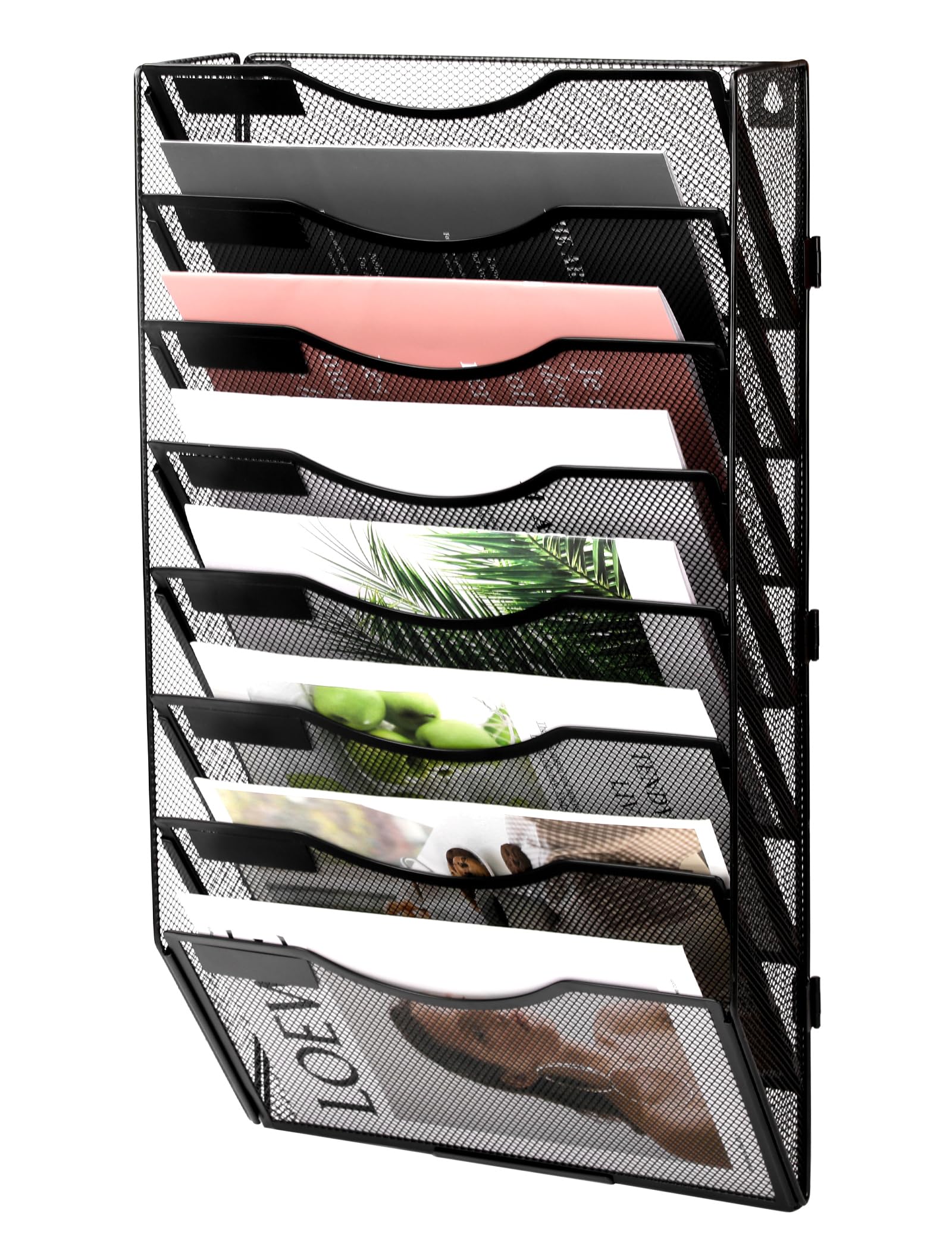 EasyPAG Wall File Organizer 8 Pocket Office Mesh Metal Hanging File ...