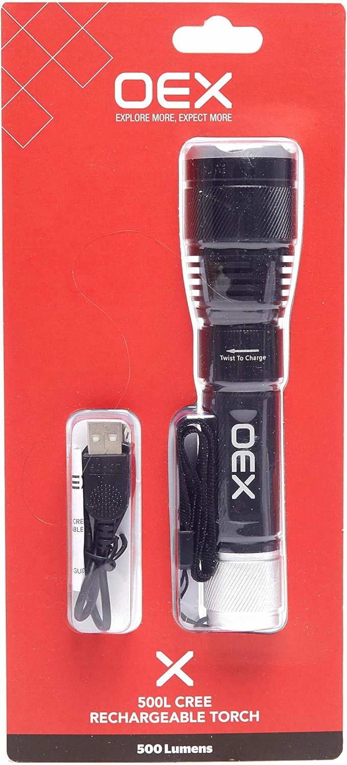 OEX Rechargeable CREE Torch, Black, One Size : Amazon.co.uk: DIY & Tools