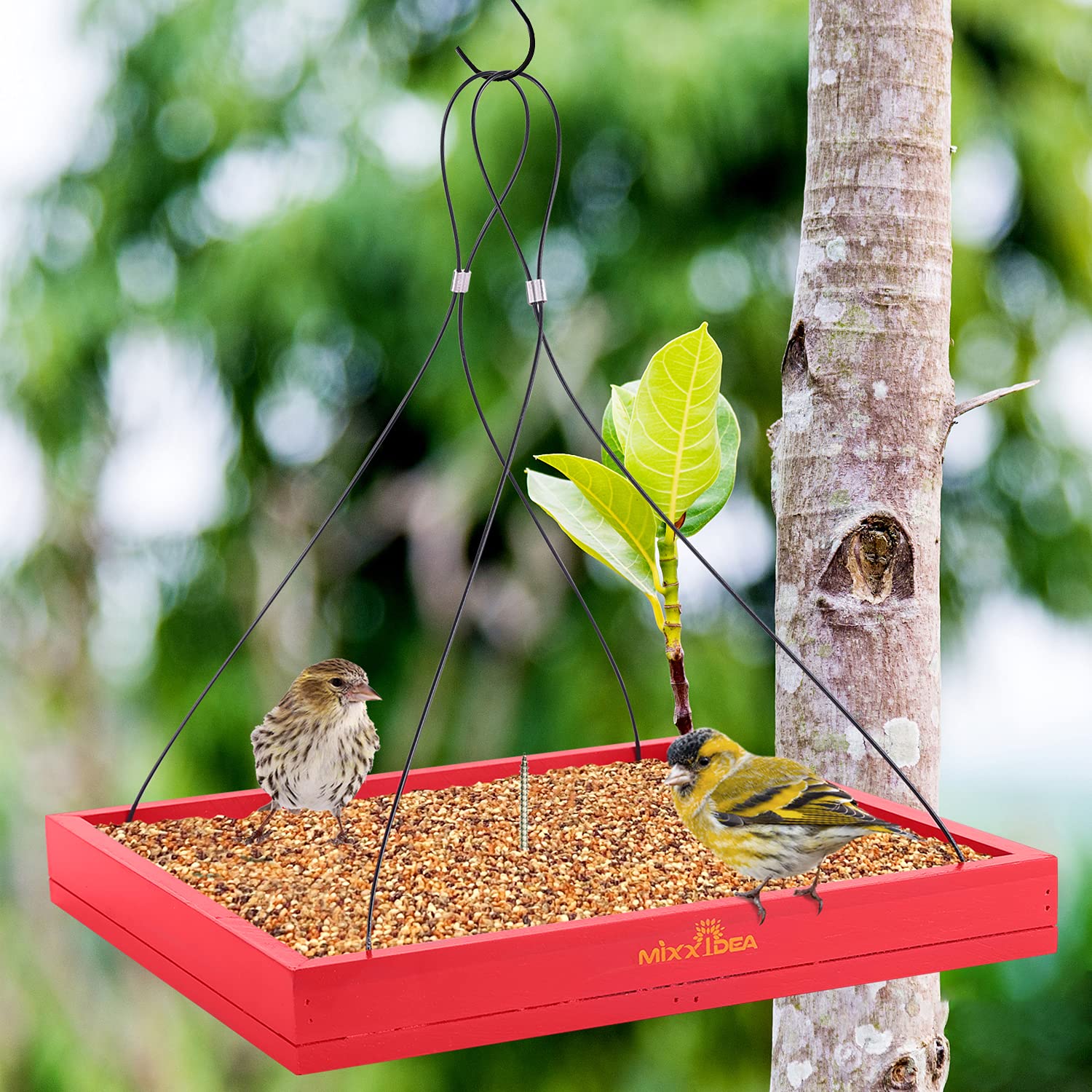 Snapklik.com : MIXXIDEA Bird Feeder Hanging Tray Seed Tray Wooden ...