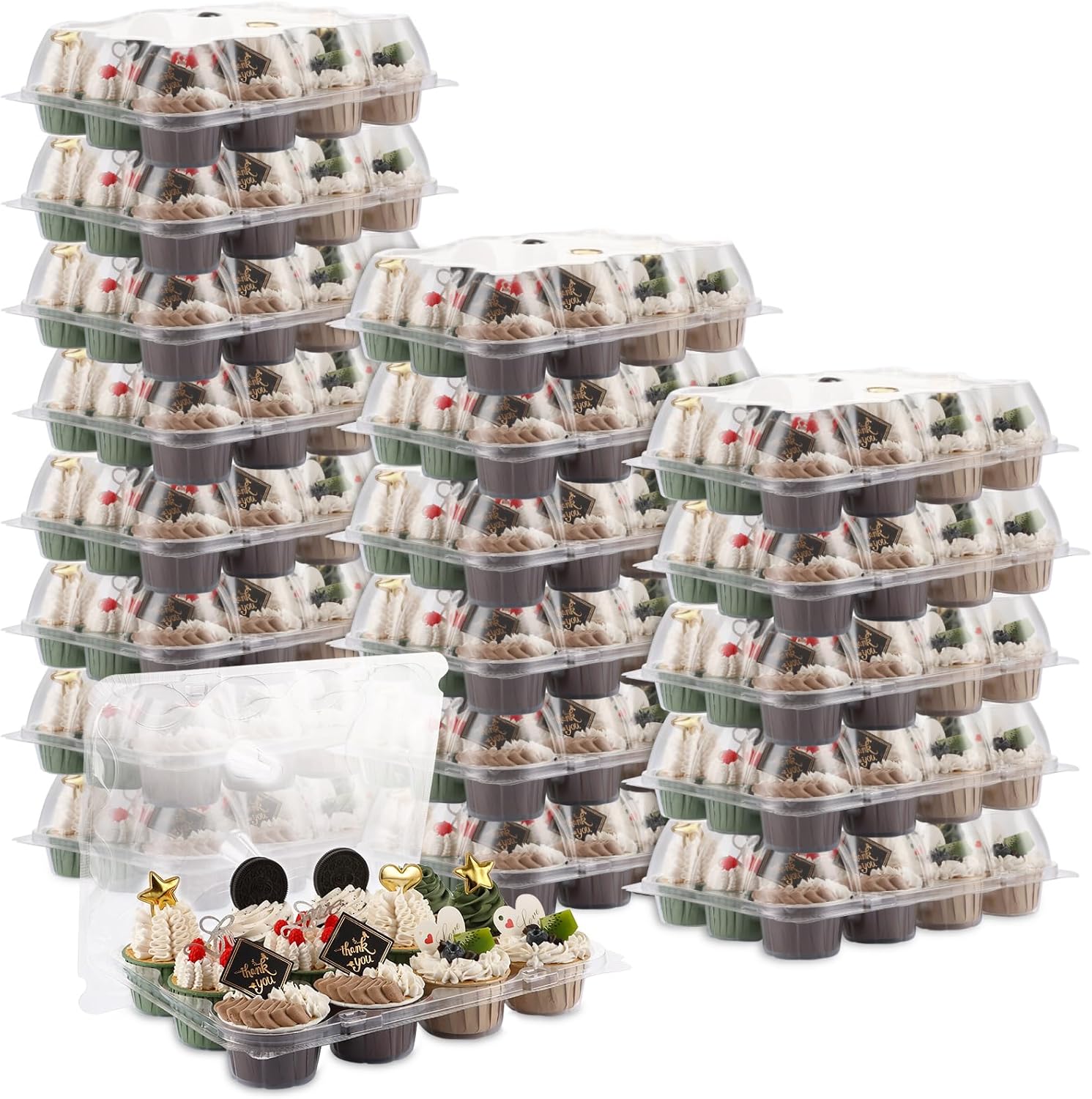 Amazon.com: Acrux7 20 Pack Cupcake Container 12 Count Mini Cupcake ...