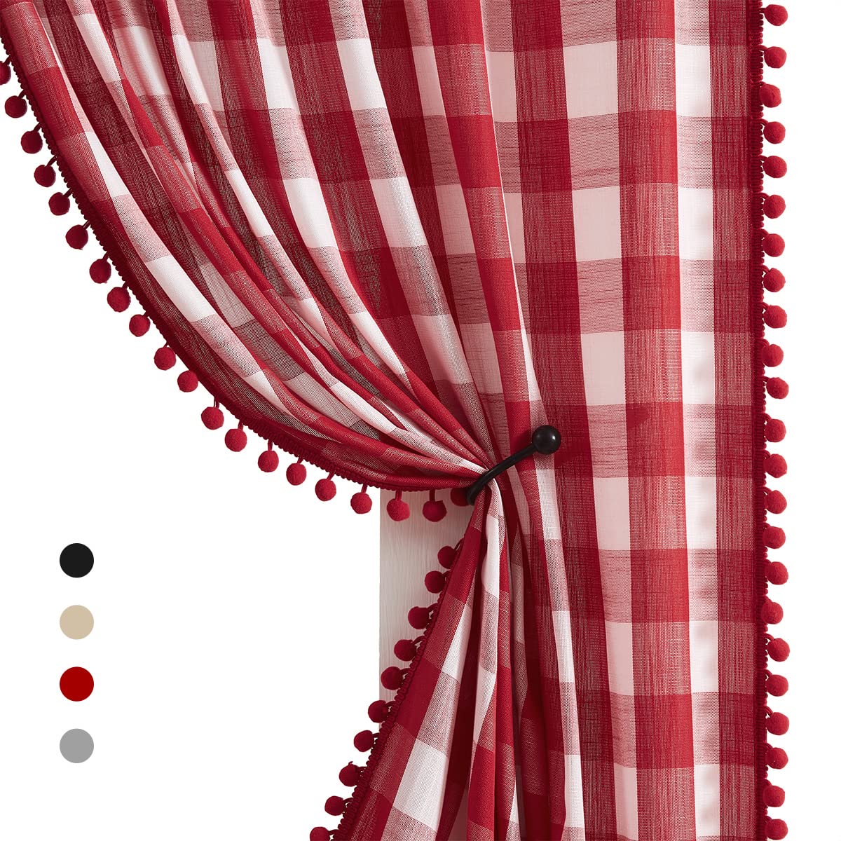 Checked Curtains Country Annie Buffalo Check Prairie Swag | VHC