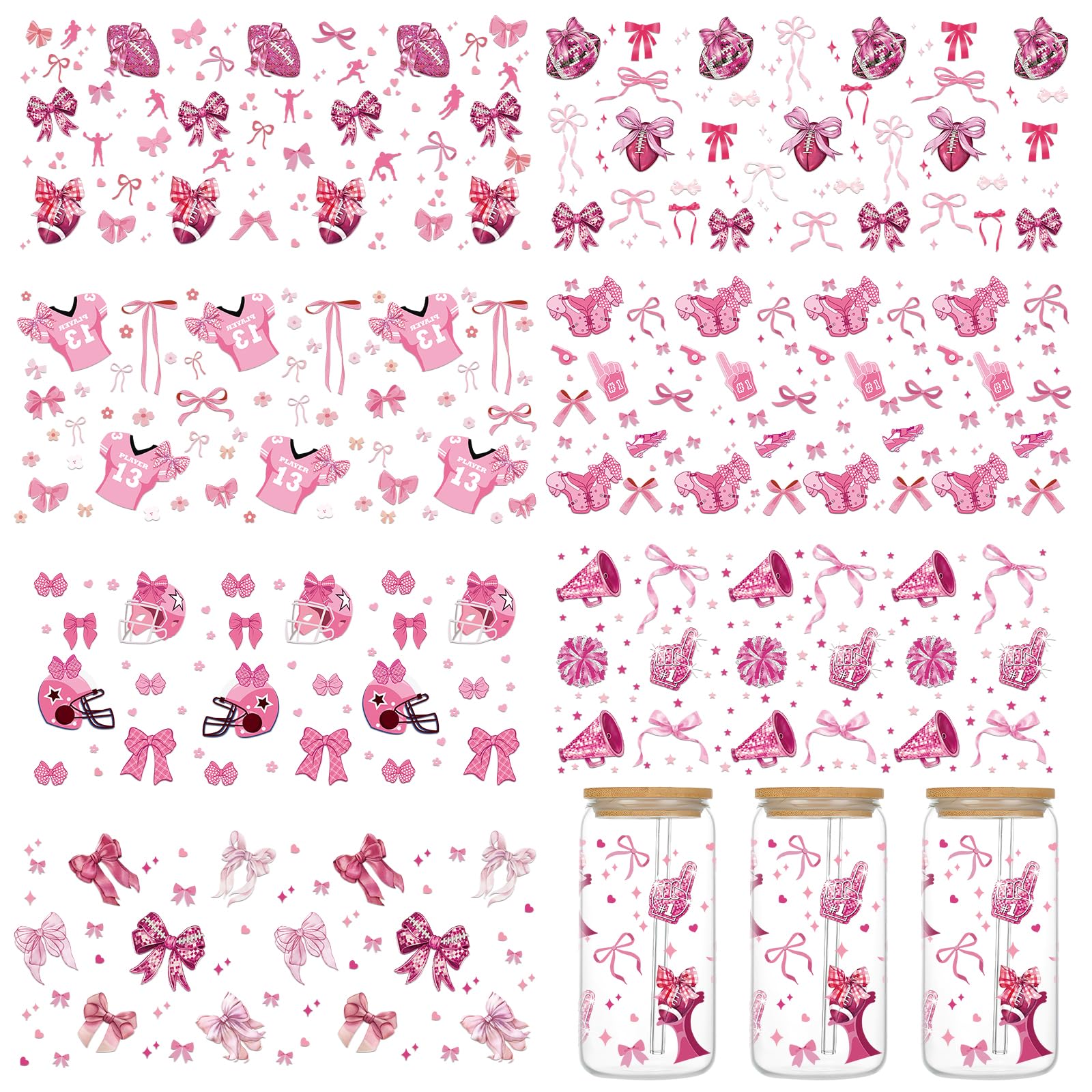 Bow Uv Dtf Cup Wrap 8 Sheets Cute Pink Conquette | Desertcart INDIA