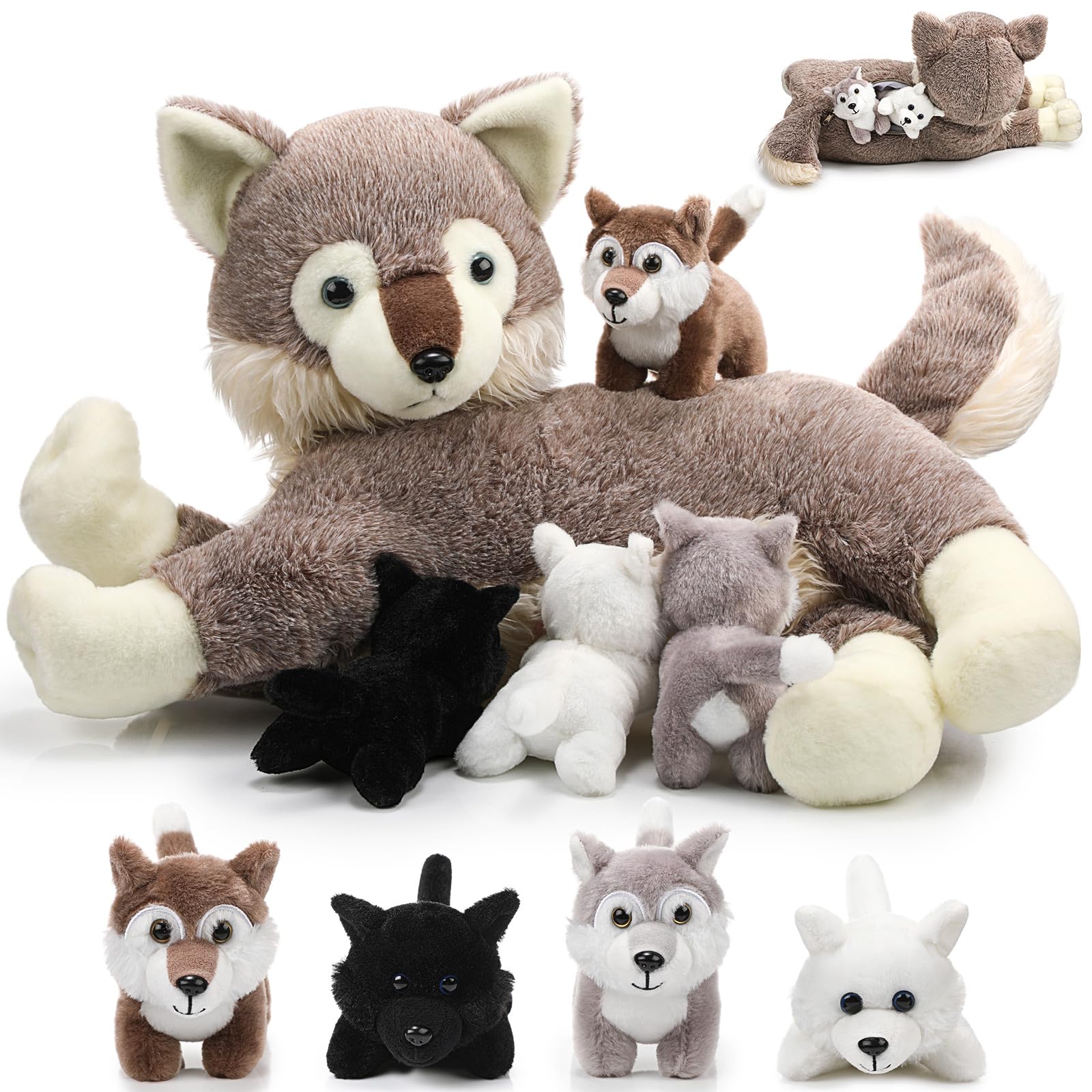 Amazon.com: Motionchic 5 Pcs Christmas Wolf Stuffed Animals Set 20 Inch ...