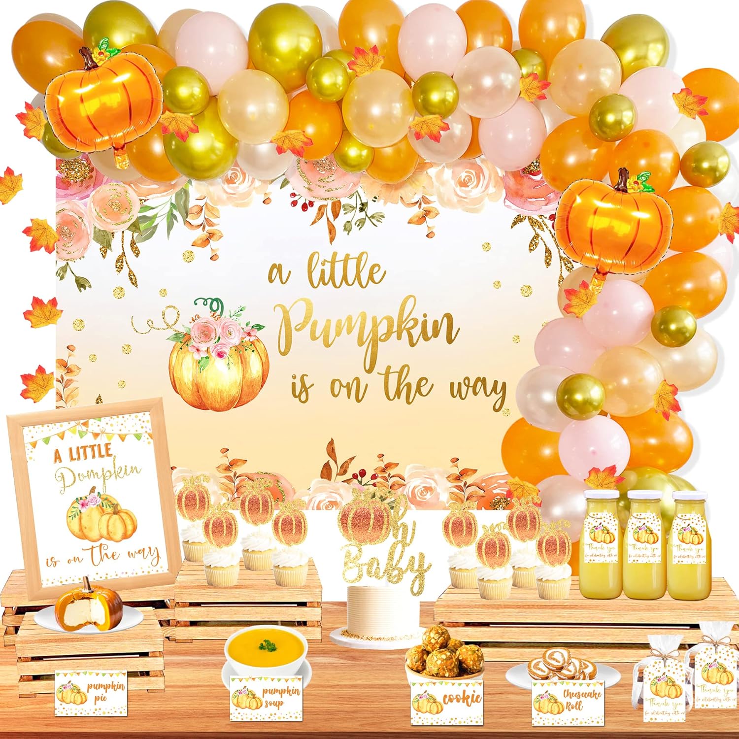 Amazon.com: Little Pumpkin Baby Shower Decorations for Rustic Fall ...