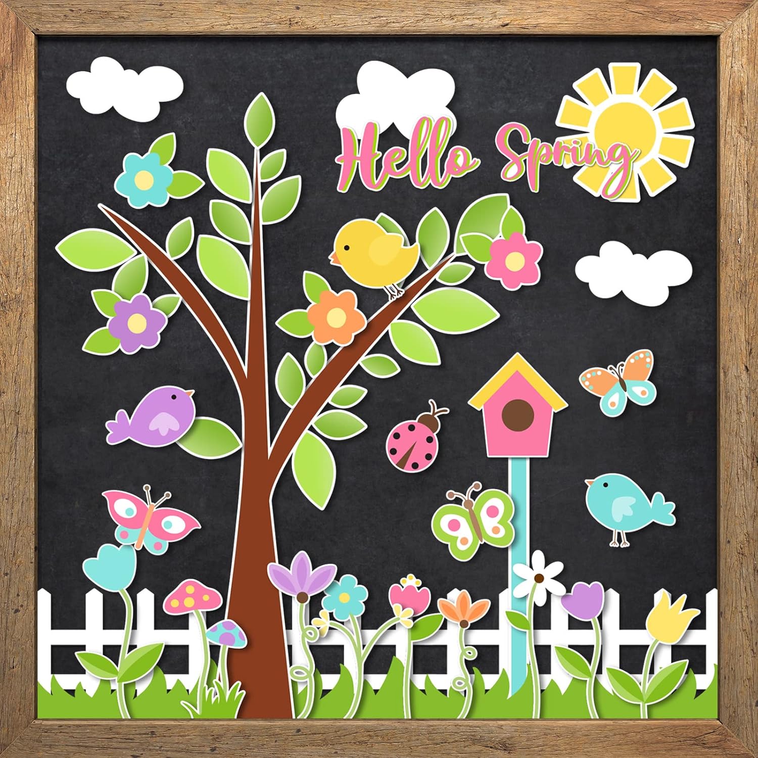 Amazon.com: Whaline 116Pcs Spring Classroom Tree Bulletin Board ...