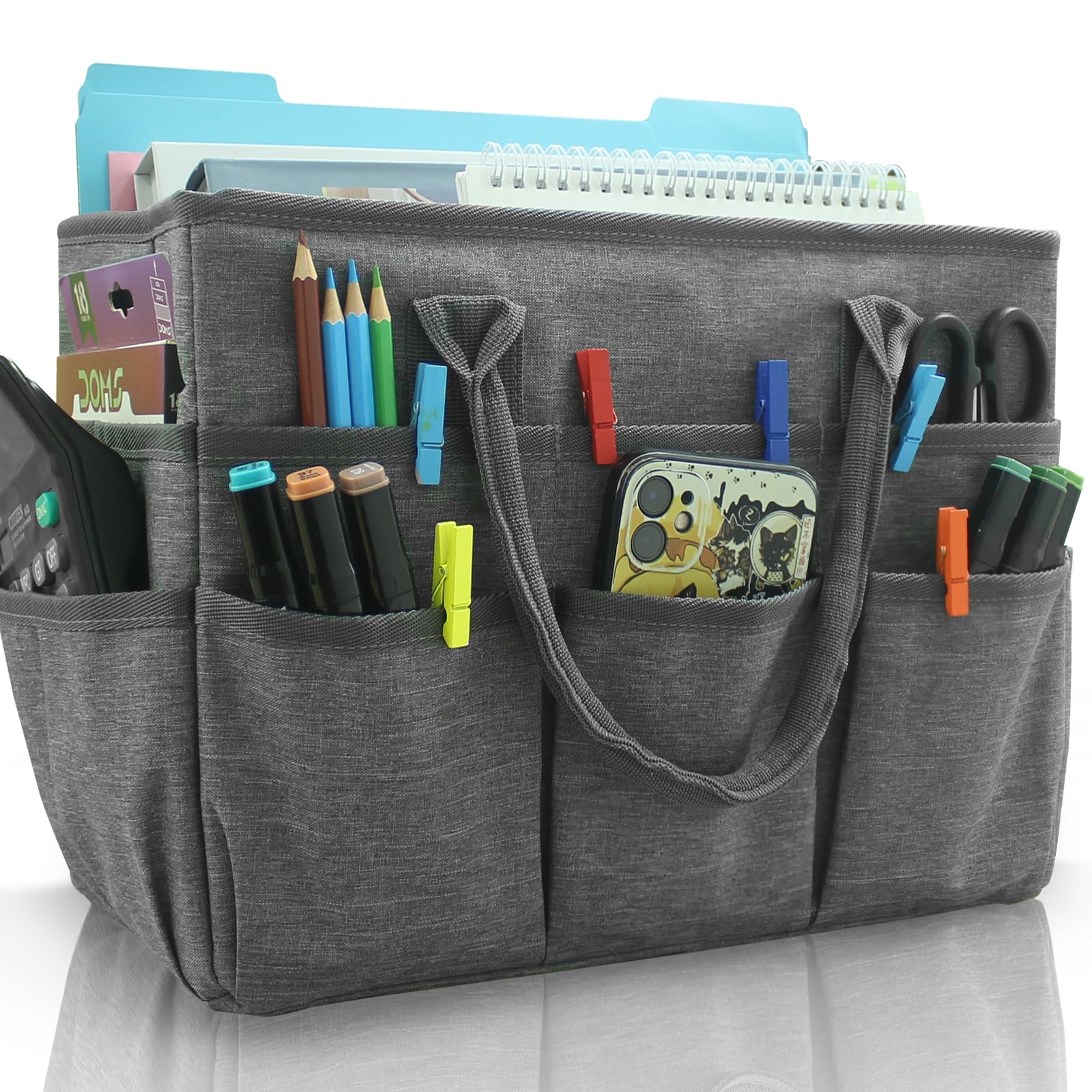 Amazon.com: Cupohus Art Organizer Craft Storage Tote Bag with Pockets ...