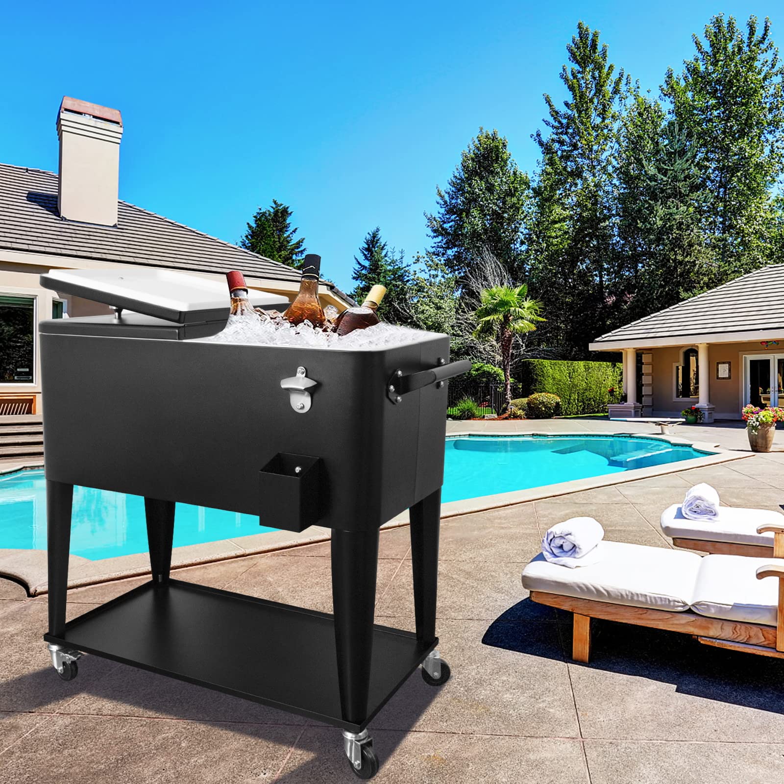 Nattork Portable Rolling Cooler Cart 80 Quart Cooler cart, Ice Chest ...