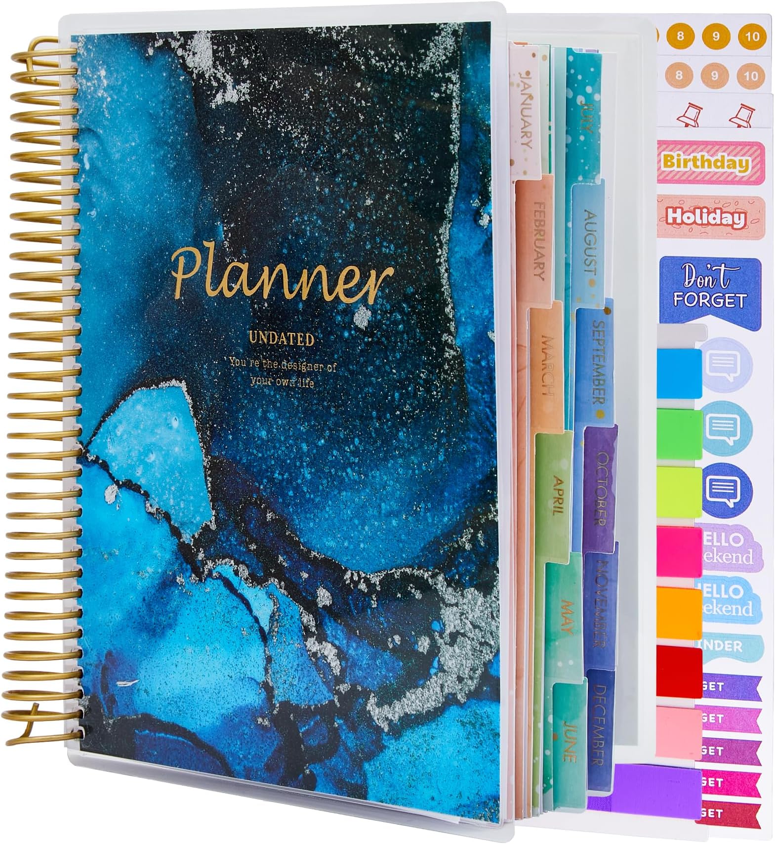 Amazon.com : Large Undated Planner, 8.9”x7.1”, PET Cover Daily Weekly ...