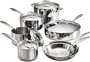 Amazon.com: Tramontina 80116/249DS Gourmet Stainless Steel Induction-Ready Tri-Ply Clad 12-Piece ...
