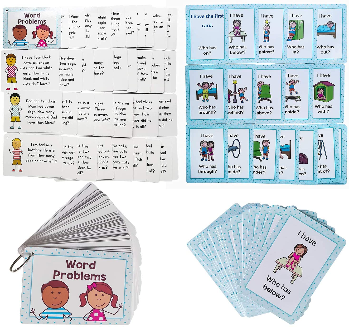 Buy HONTOUSIP Word Problems and Preposition Game Flash Cards for ...