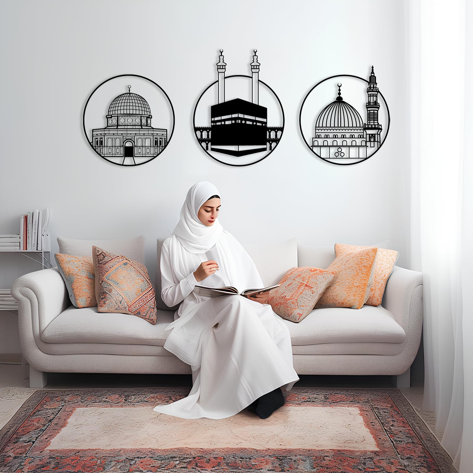 Buy 3 Packs Muslim Islamic Wall Art For Living Room Mosque An Nabawi Al ...