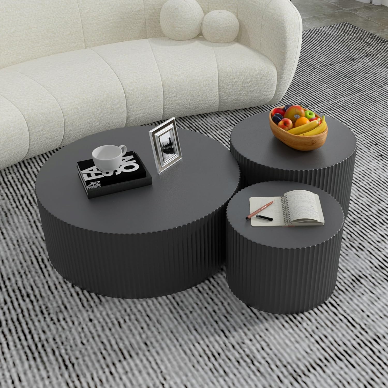 Amazon.com: LyuHome Round Coffee Table Set of 3, Includes ø35.43 Round ...