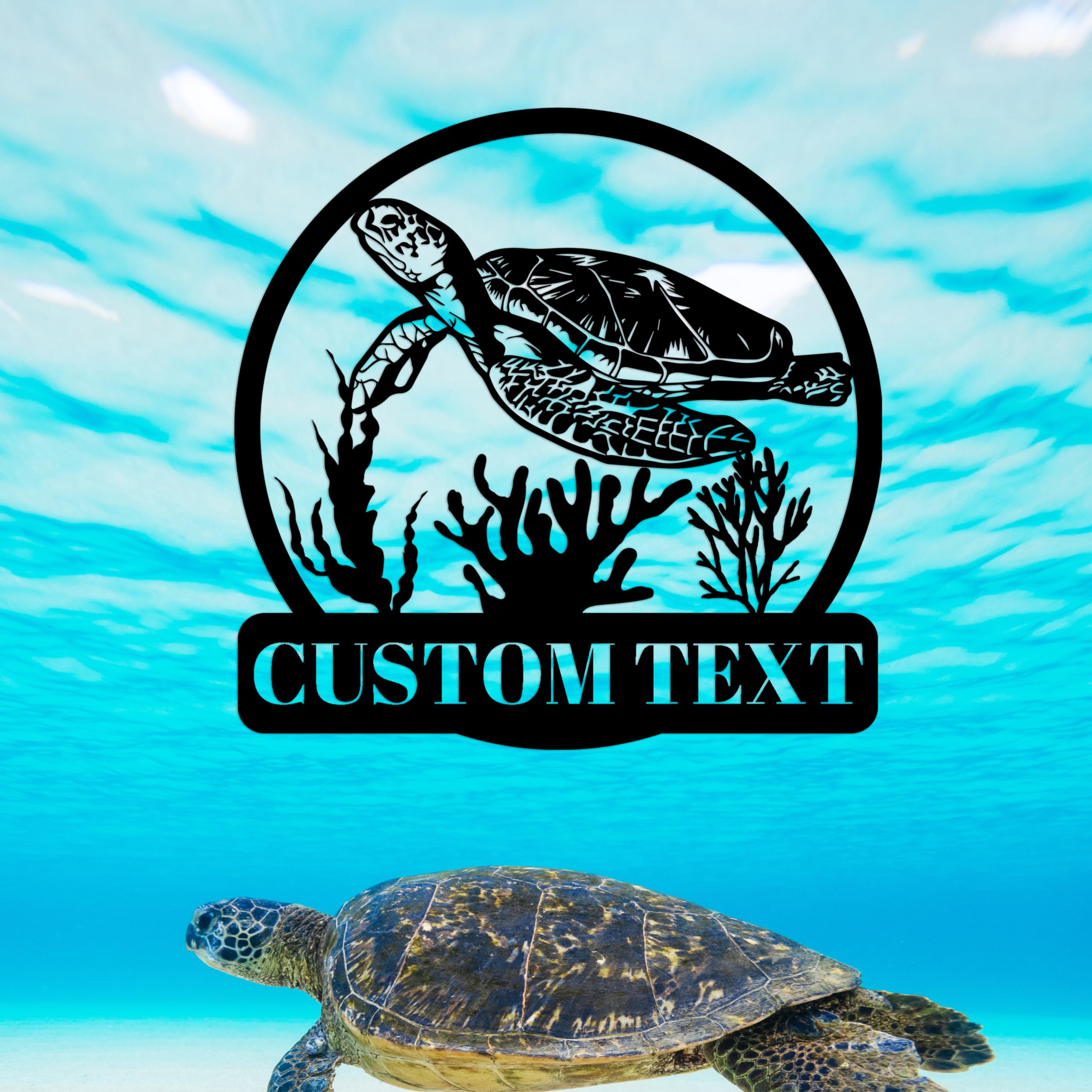 Amazon.com : Personalized Sea Turtle Metal Sign, Custom Last Name Sea ...