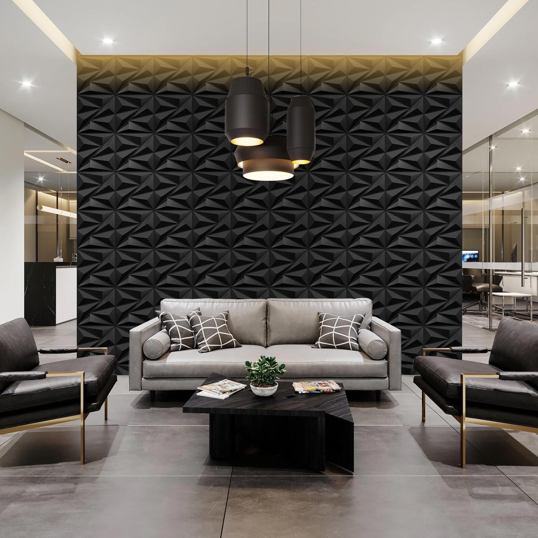 Modern Living Room Wall Panels Design 3d 12 Pcs White Texture PVC