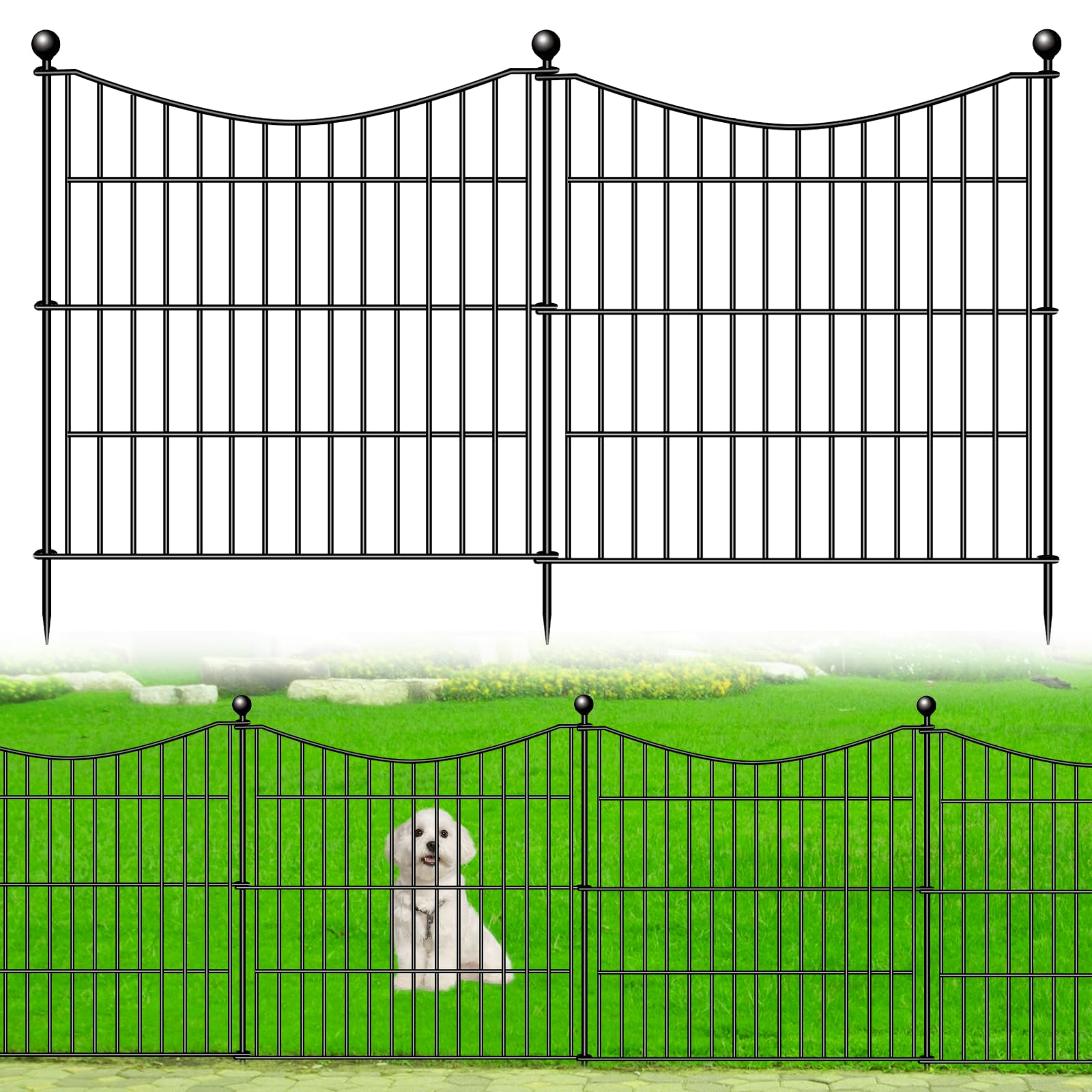 Amazon.com : 10 Panels No Dig Dog Fence Outdoor for Yard, 24 in(H) X 20 ...