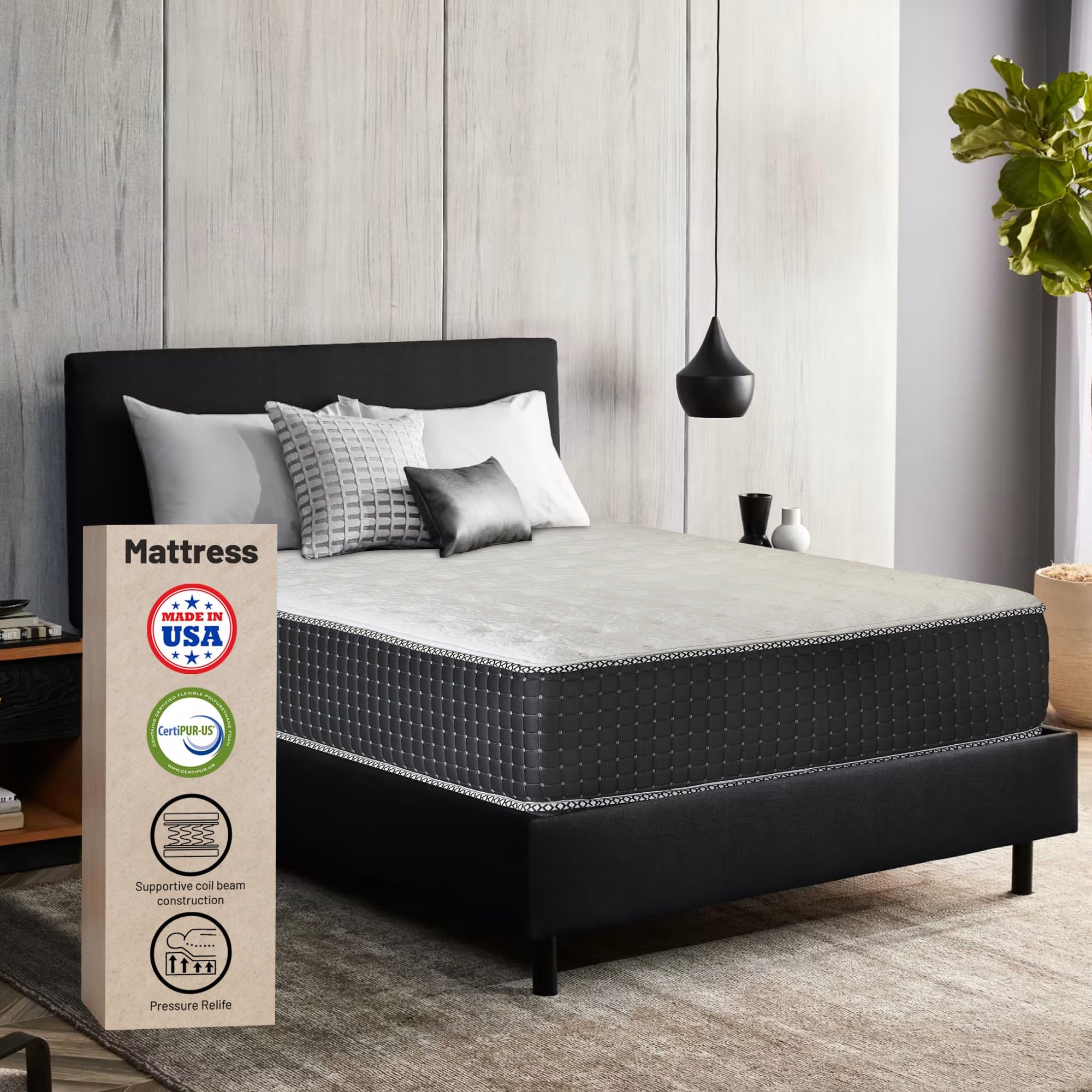 Amazon.com: Treaton 14-Inch Luxury Foam Encased Firm Hybrid Mattress ...