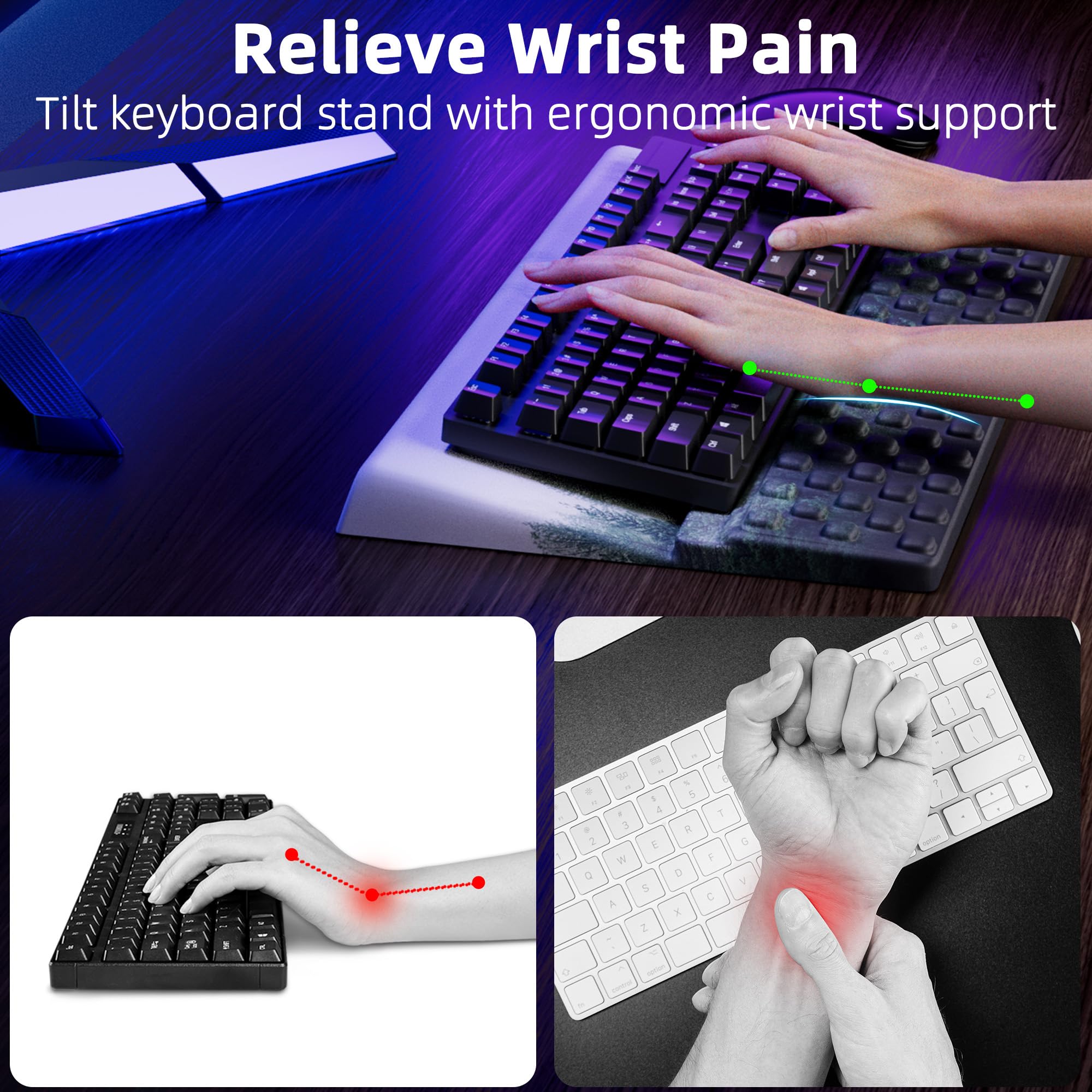 Snapklik.com : Keyboard Wrist Rest Pad, Comfy Ergonomic Keyboard Stand ...