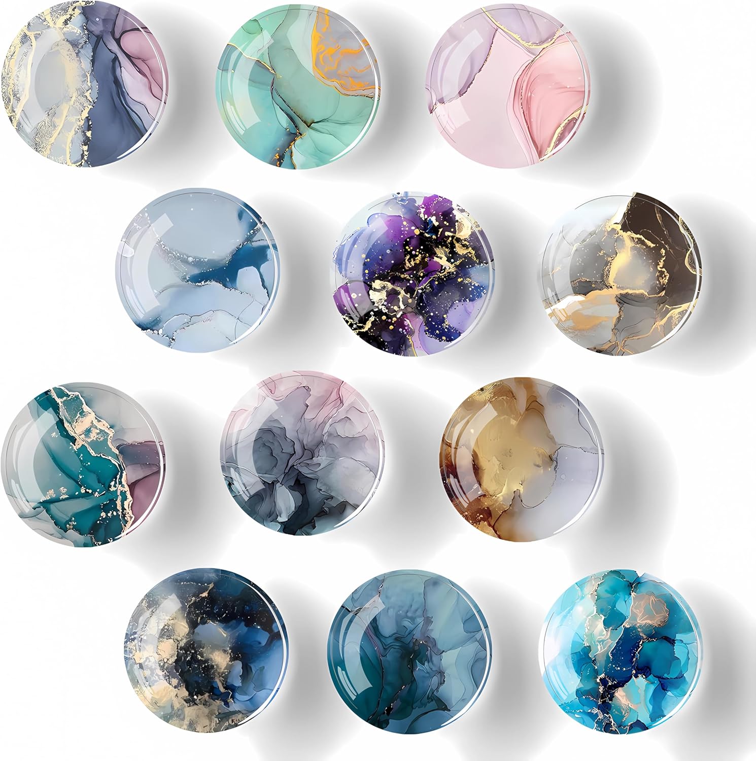 Amazon.com: 12pcs Glass Strong Refrigerator Magnets-Marble Crystal ...
