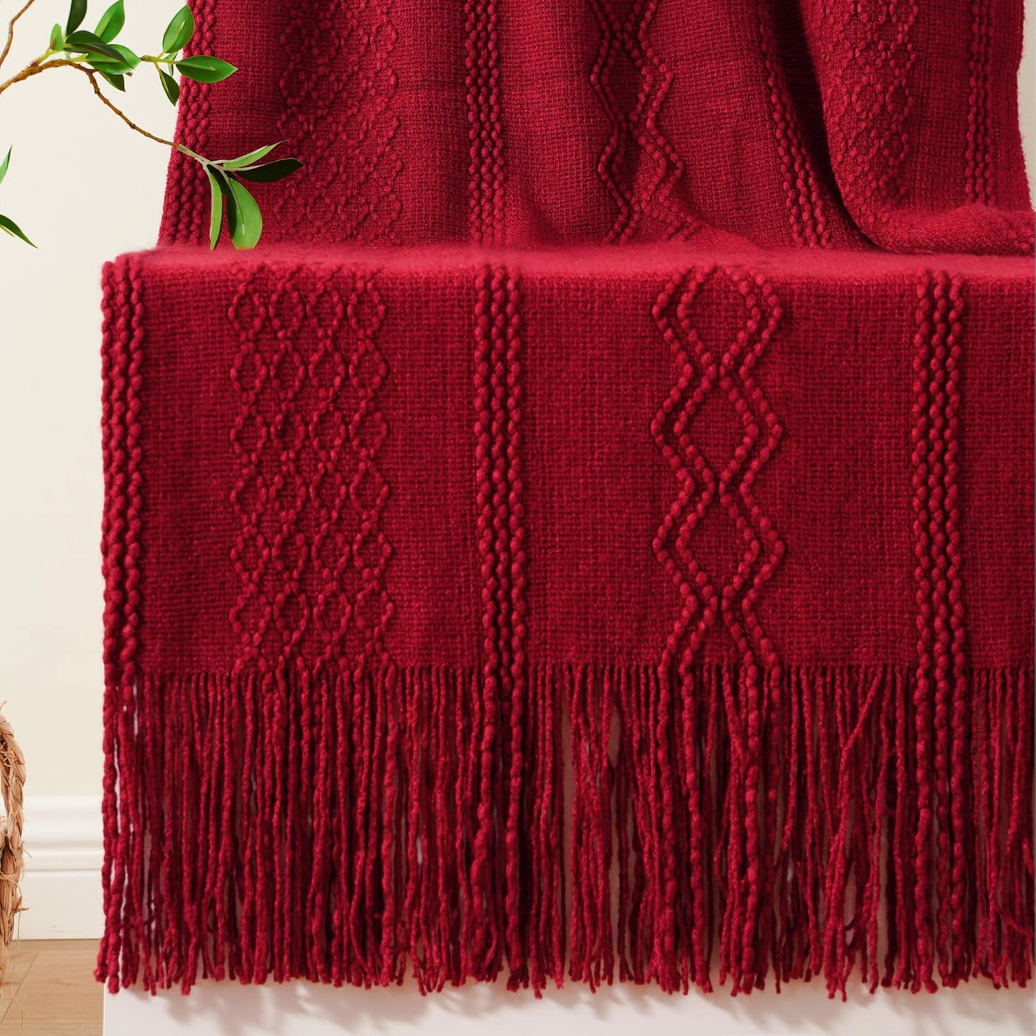 Amazon.com: BATTILO HOME Red Throw Blanket for Couch, Soft Decorative ...