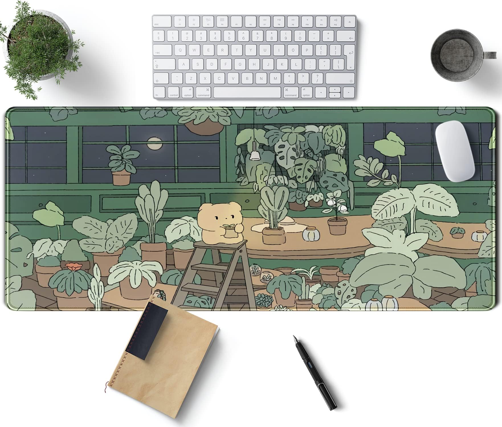 Amazon.com: Anime Forest Desk Mat,Cute Green Mouse Pad,Kawaii Aesthetic ...