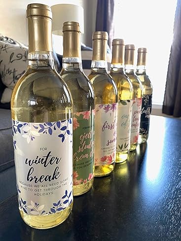 Amazon.com | 6 Teacher Appreciation Wine Bottle Labels, Funny Teachers ...