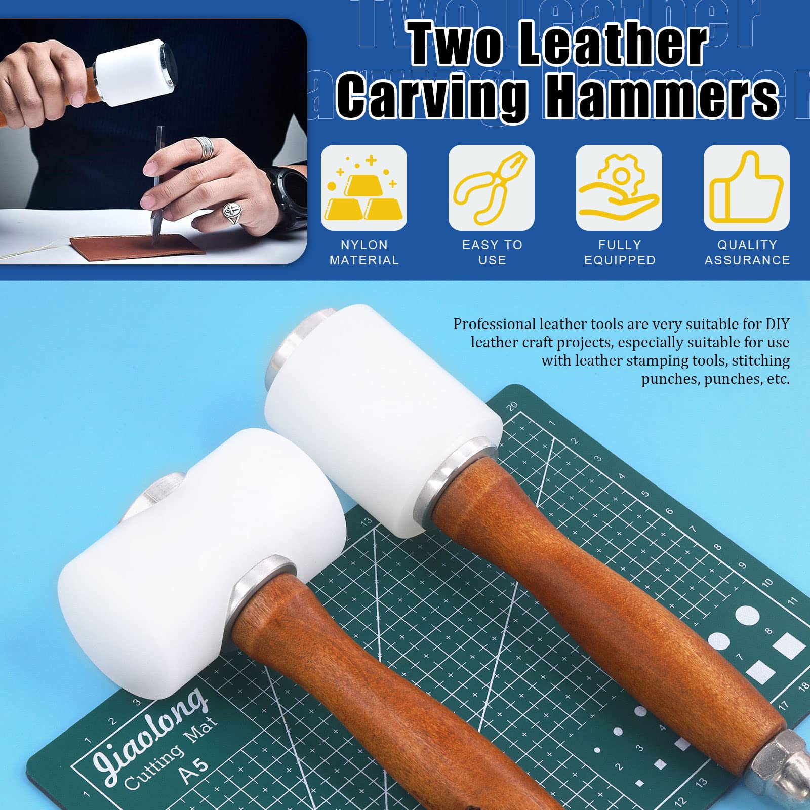 Leather Working Mallet Mardatt 3Pcs Leather Carving Hammer And A5 ...